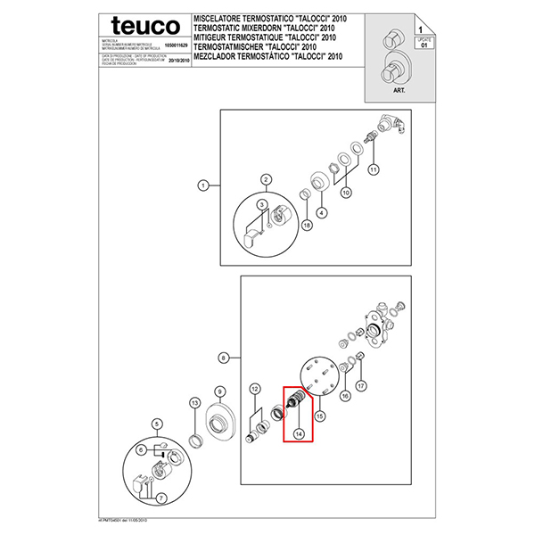 Ricambio cartuccia Termostatica Teuco 81100726400. Bagno e ricambi ...