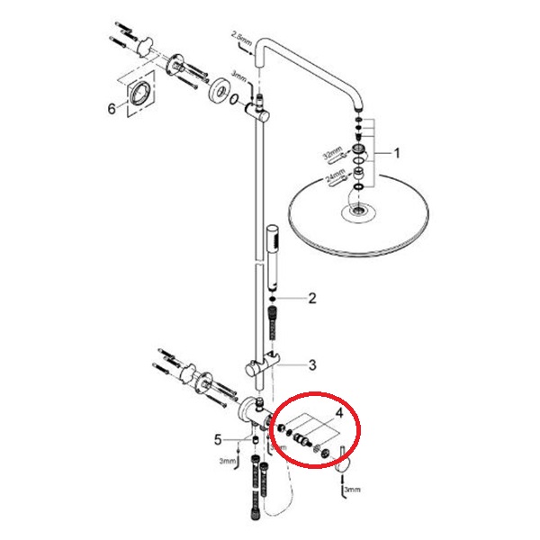 Ricambio valvola rotativa o deviatore per colonna doccia Rainshower ...