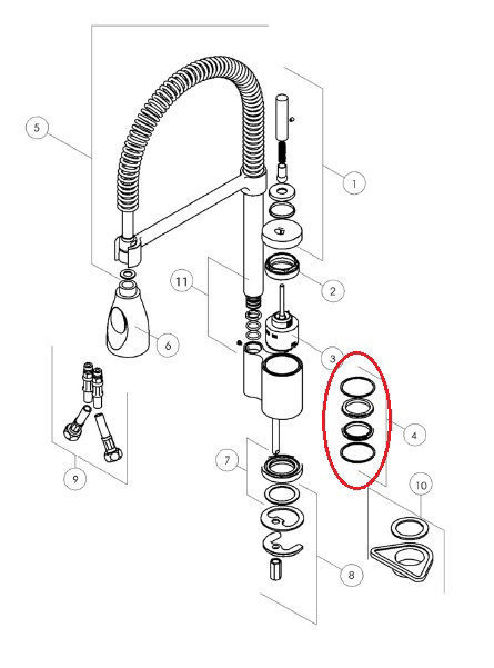 Ricambio kit guarnizioni interne per miscelatore Joy Cocktail Franke ...